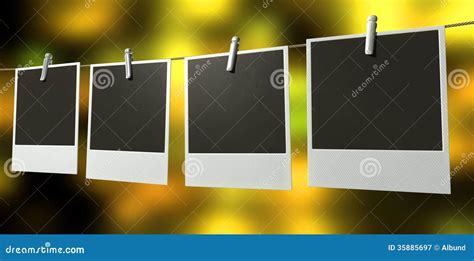 Hanging Polaroid Gallery Stock Image Image Of Background 35885697