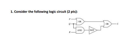 Solved Consider The Following Logic Circuit Pts Chegg