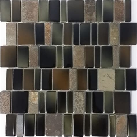 Elida Ceramica Blended Monarch Staggered Mosaic Stone And Glass Slate