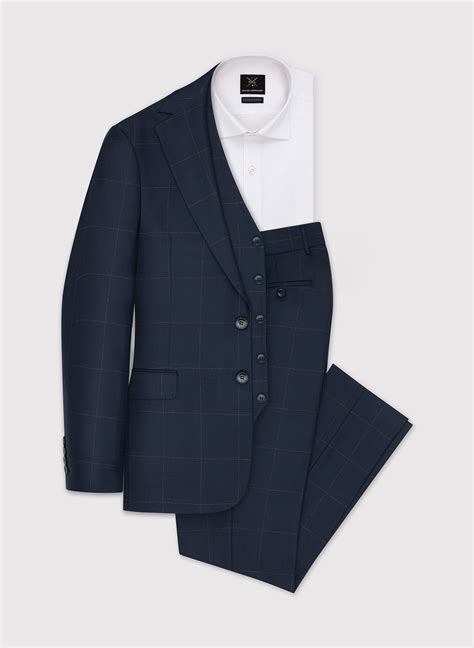 Granatowa kamizelka garniturowa w kratę Windowpane P WF G G S Pako Lorente