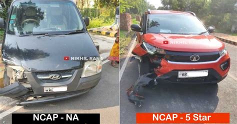 Tata Nexon Hits Parked Hyundai Santro Sustains Surprisingly Serious