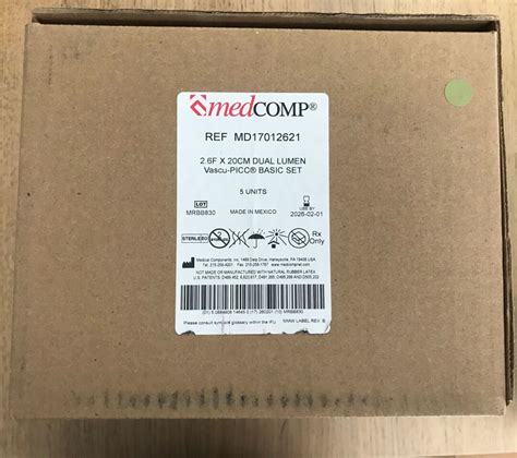 New Medcomp Md17012621 Dual Lumen Vascu Picc Basic Set 2 6f X 20cm 5 Case Disposables