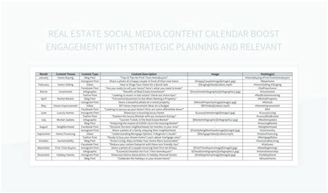 Real Estate Social Media Content Calendar Boost Engagement With