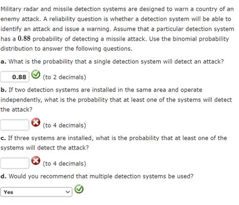 Solved Military Radar And Missile Detection Systems Are