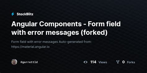 angular components form field with error messages forked stackblitz