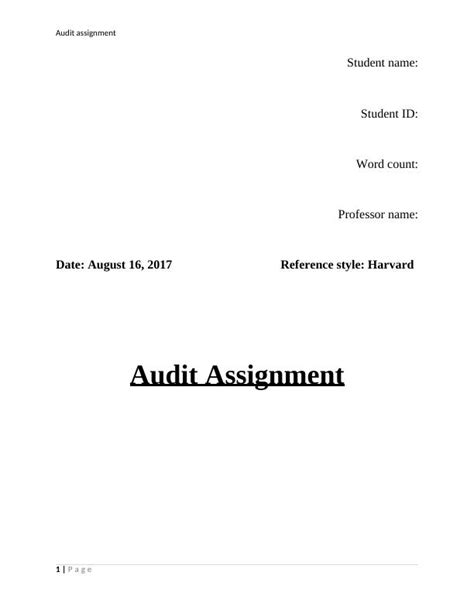 Audit Assignment Desklib Com