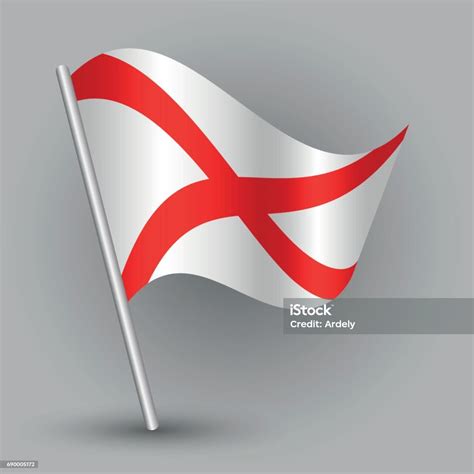 벡터 흔들며 간단한 삼각형 미국 상태 플래그 아이콘의 금속 막대기로 국가 관광명소에 대한 스톡 벡터 아트 및 기타 이미지 국가 관광명소 국가 지리적 지역 그림자