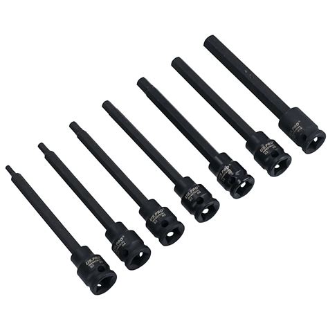 3 8in Drive Extra Long Impact Impacted Hex Allen Key Sockets 3mm 10mm 7pc Diy At Bandq