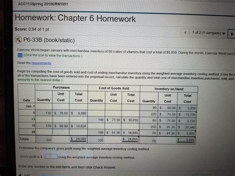 Solved How Do I Find The Gross Profit Using The Weighted Chegg