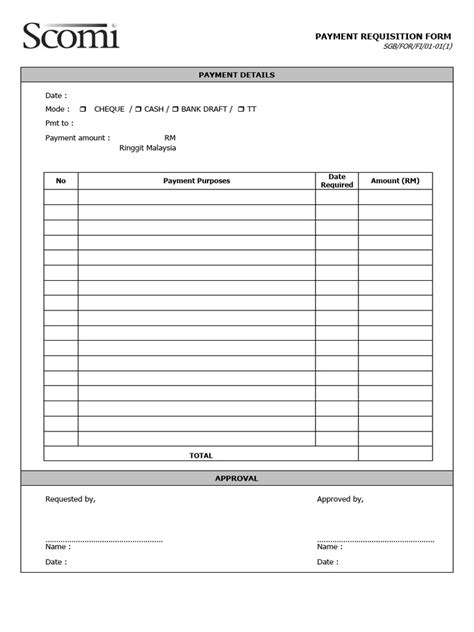 Fi Payment Requisition Form Usd Pdf Payments Money