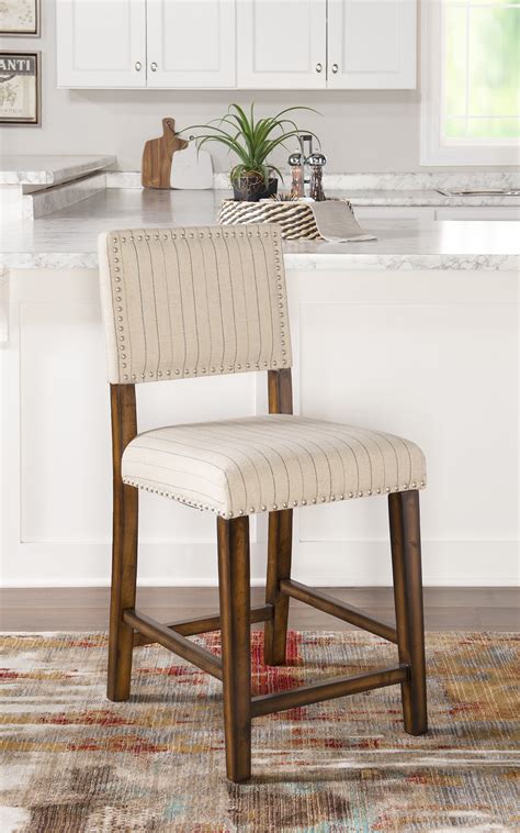 Linon Brook Full Back Wood Counter Stool 24 Seat Height Brown Finish