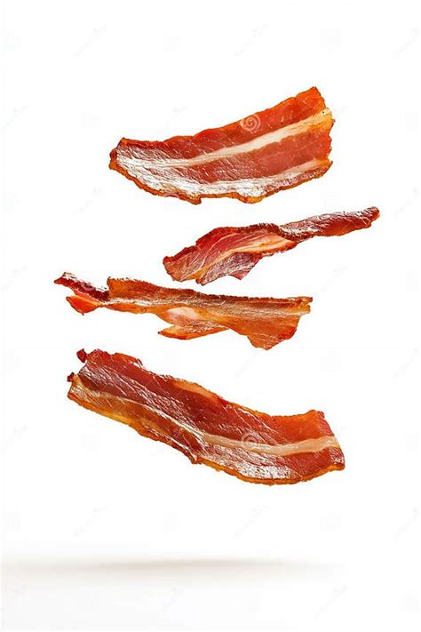 Crispy Bacon Rashers Falling On White Background Stock Illustration