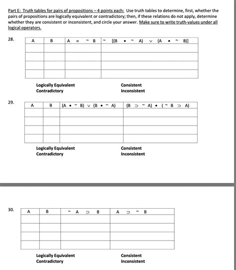 Solved Truth Tables For Pairs Of Propositions 4 ﻿points
