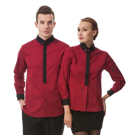 Fashion Restaurant Hotel Uniform Women Female Waitress Blouse Men Male