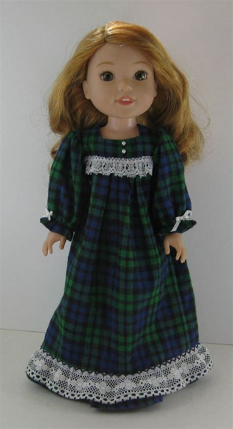 Wellie Wisher Blue And Green Plaid Pajamas Nightgown Etsy Wellie