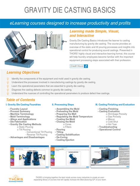 Gravity Die Casting Basics Course Thors Academy Flyer Pdf Foundry