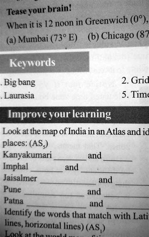 SOLVED Look At The Map Of India In Atlas And Identify Latitude And Longitude For The Following