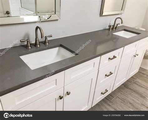 Bathroom Vanity White Cabinets Quartz Countertop White Rectangular