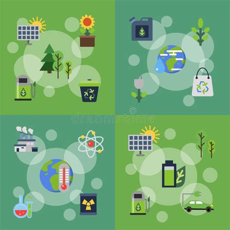 Vector Banners Set Of Illustrations With Ecology Flat Icons Stock
