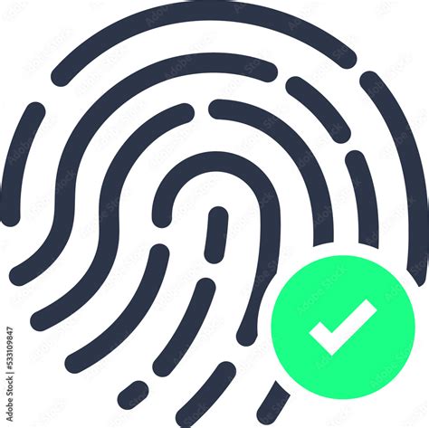 Fingerprint With Green Checkmark Icon Illustration Fingerprint Id Symbol For Biometric