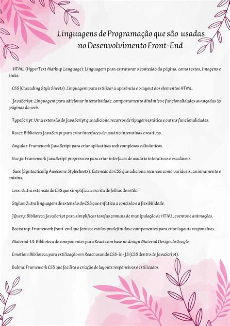 Linguagens De Programação Que São Usadas No Desenvolvimento Front End