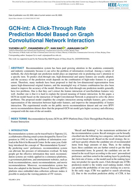 Pdf Gcn Int A Click Through Rate Prediction Model Based On Graph