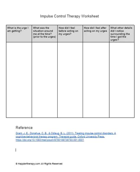 Impulse Control Worksheets The Ot Toolbox Worksheets Library