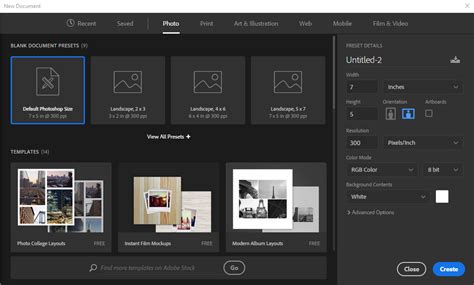 Create Documents In Photoshop Using Templates And Presets