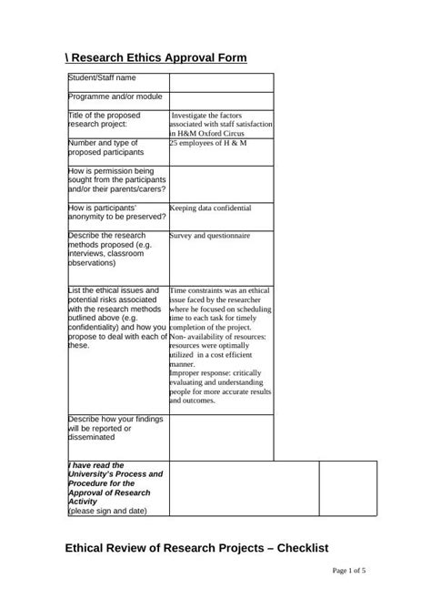 Ethics Review Checklist Pdf