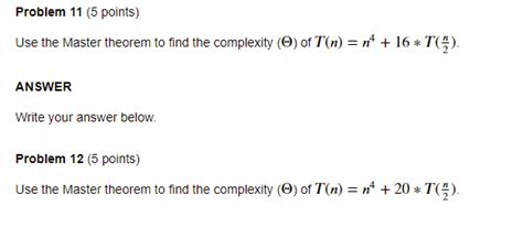 Solved Problem Points Use The Master Theorem To Find Chegg
