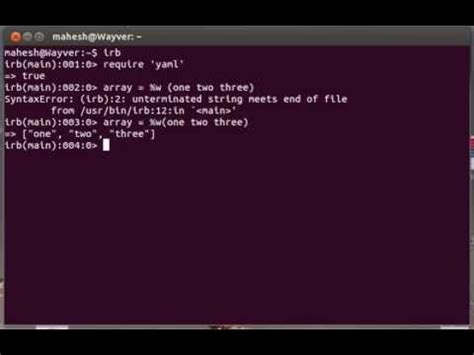 Ruby Yaml Array Hash Example Youtube