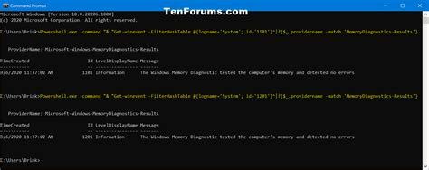 Read Memory Diagnostics Tool Results In Event Viewer In Windows 10 Tutorials