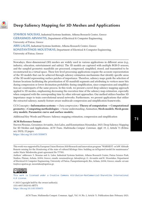 Pdf Deep Saliency Mapping For 3d Meshes And Applications