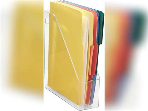 Mdesign Plastic Slim Vertical File Folder Bin Storage Organizer With