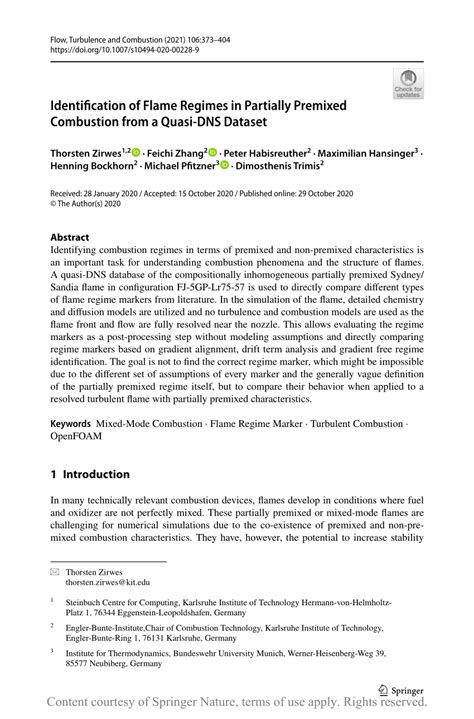 Pdf Identification Of Flame Regimes In Partially Premixed Combustion