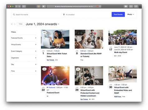 filter bar the events calendar