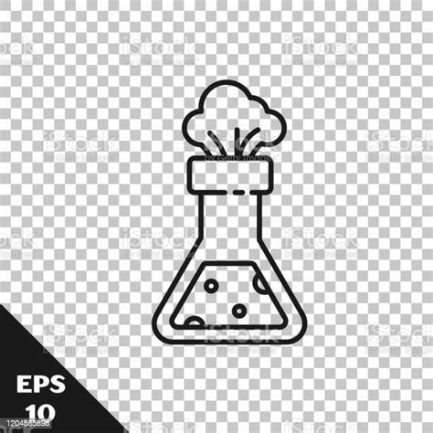 투명 한 배경에 격리 된 검은 선 테스트 튜브 및 플라스크 화학 실험실 테스트 아이콘 실험실 유리 표지판 벡터 일러스트레이션 0명에 대한 스톡 벡터 아트 및 기타 이미지