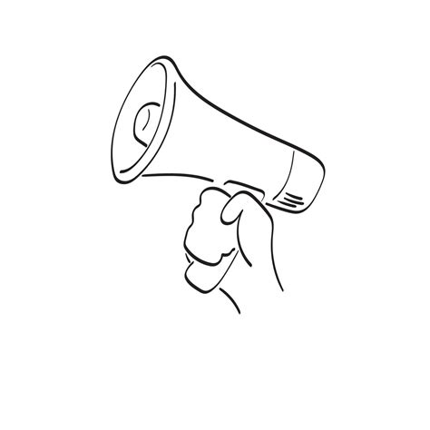 Closeup Hand Holding Megaphone Illustration Vector Hand Drawn Isolated