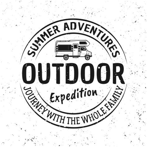 Silhouette Camper Van On Mountain Travel Vintage Vector Image