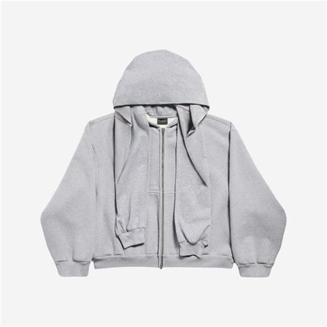 발렌시아가 인코그니토 박시 라지 핏 집업 후디 그레이 실버 Balenciaga Kream