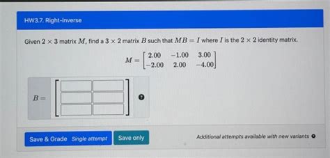 Solved Given 2×3 Matrix M Find A 3×2 Matrix B Such That