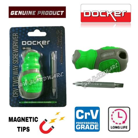 100 Original Docker Heavy Duty 2 Way Magnetic Tips Stubber Screwdriver Dr 2068 Shopee