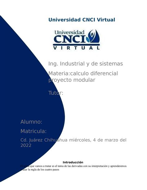 Proyecto Modular Calculo Diferencial Universidad Cnci Virtual Ing