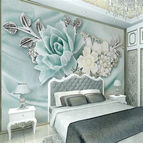 Beibehang d tapete wohnzimmer schlafzimmer wandbild d mint grün schmuck perle öl malerei