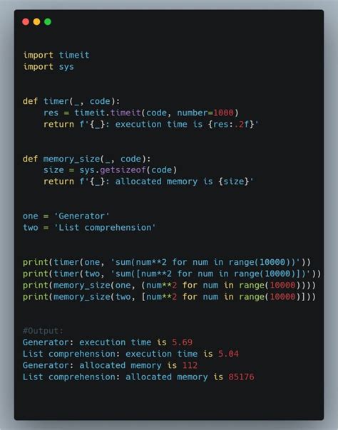 Python Tip List Comprehensions Vs Generators Below I Compared List Benjamin Bennett Alexander