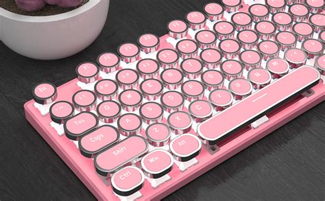 Amazon Com MageGee Typewriter Mechanical Gaming Keyboard Retro Punk Round Keycap LED White