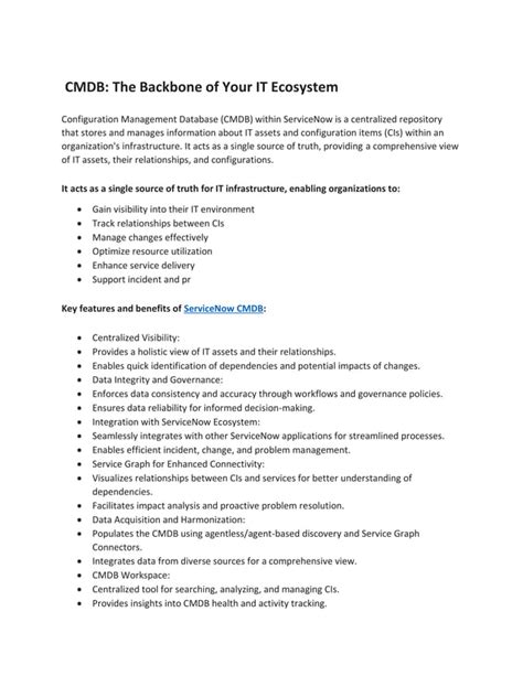 Cmdb The Backbone Of Your It Ecosystempdf