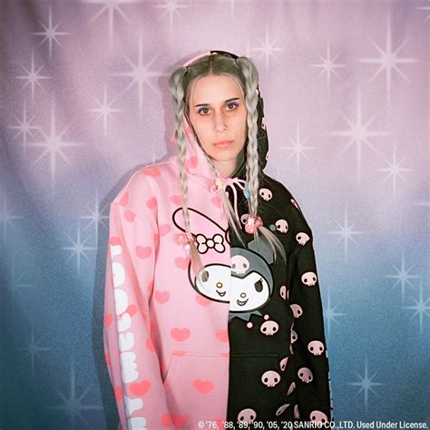 My Melody And Kuromi Split Pullover Hoodie Goth Outfits Hello Kitty