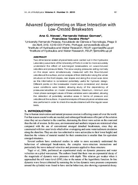 Pdf Advanced Experimenting On Wave Interaction With Low Crested