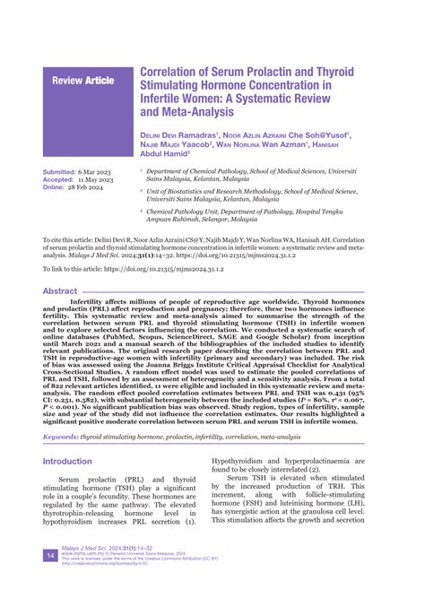 Pdf Correlation Of Serum Prolactin And Thyroid Stimulating Hormone Concentration In Infertile